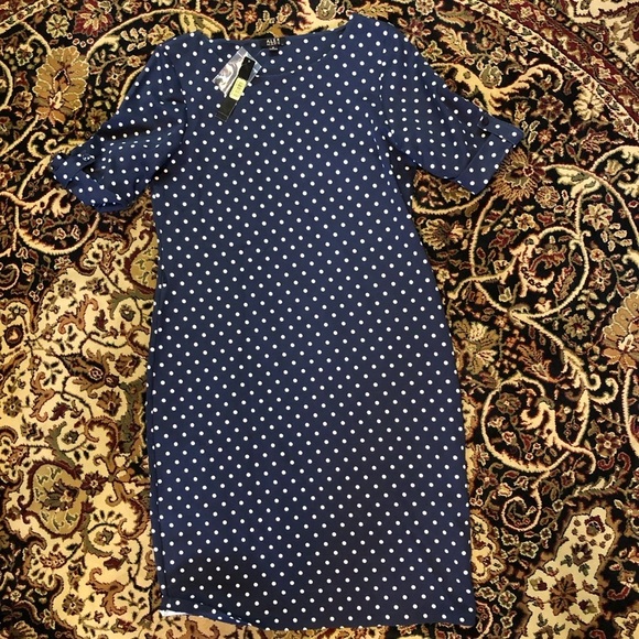 Alex Marie | Dresses | Alex Marie Blue And White Puff Sleeve Sheath ...
